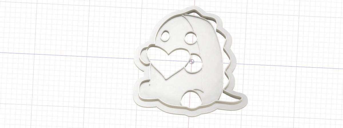 3D Model to Print Your Own Cute Dinosaur with Heart Cookie Cutter DIGI ...